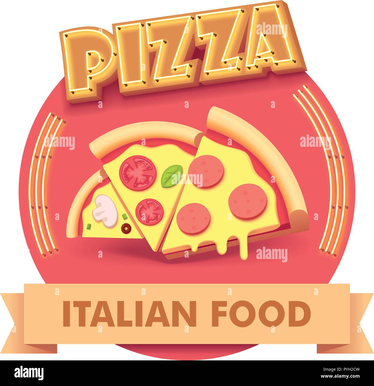 Vector pizza illustration or label for menu Stock Vector Image & Art ...