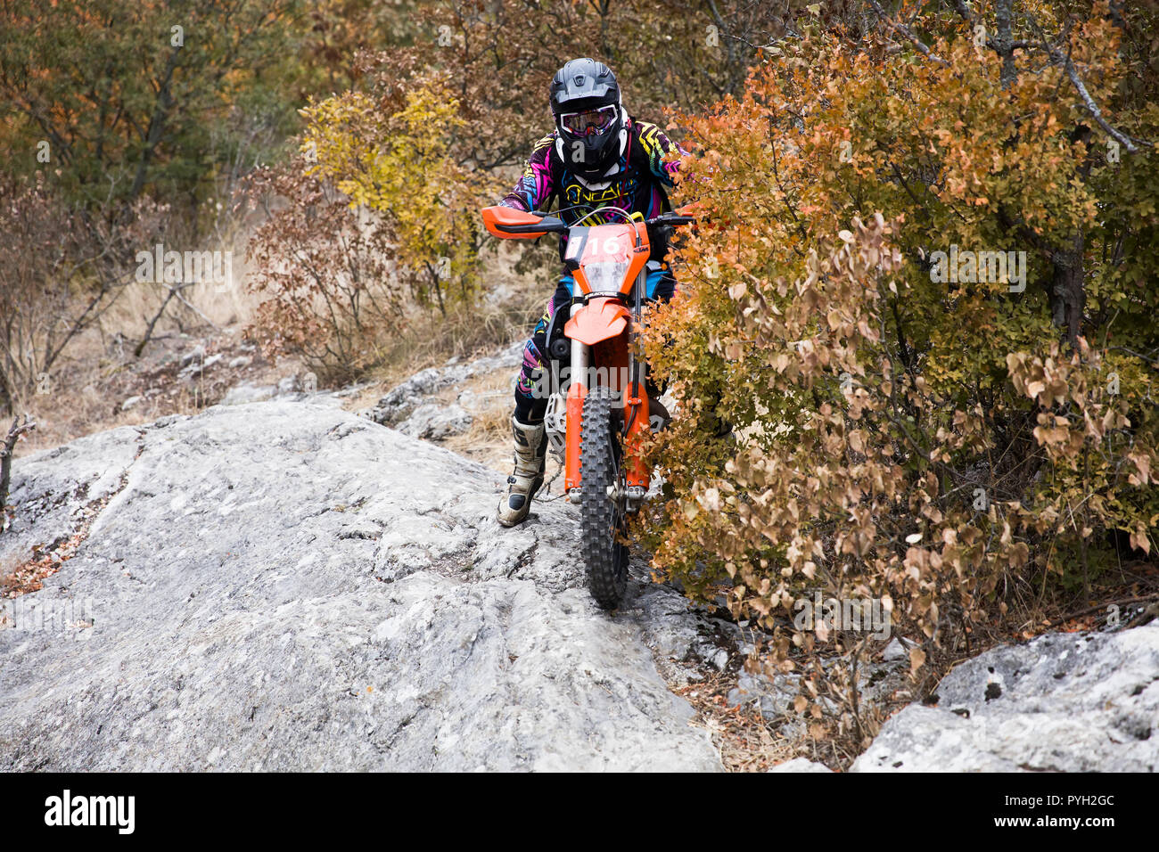 Unidentified driver at Hard Enduro Race in Soko Banja, Serbia Stock ...