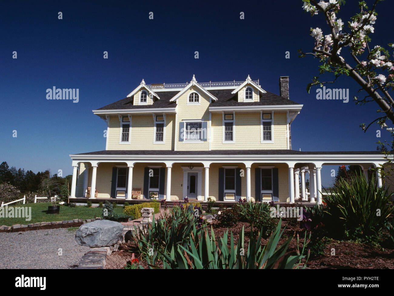 Stately House has a colonnade porch and Victorian details, California ...