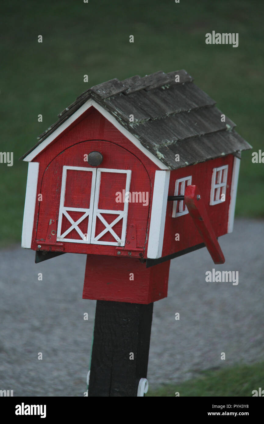 Original handmade wooden mailbox Stock Photo - Alamy
