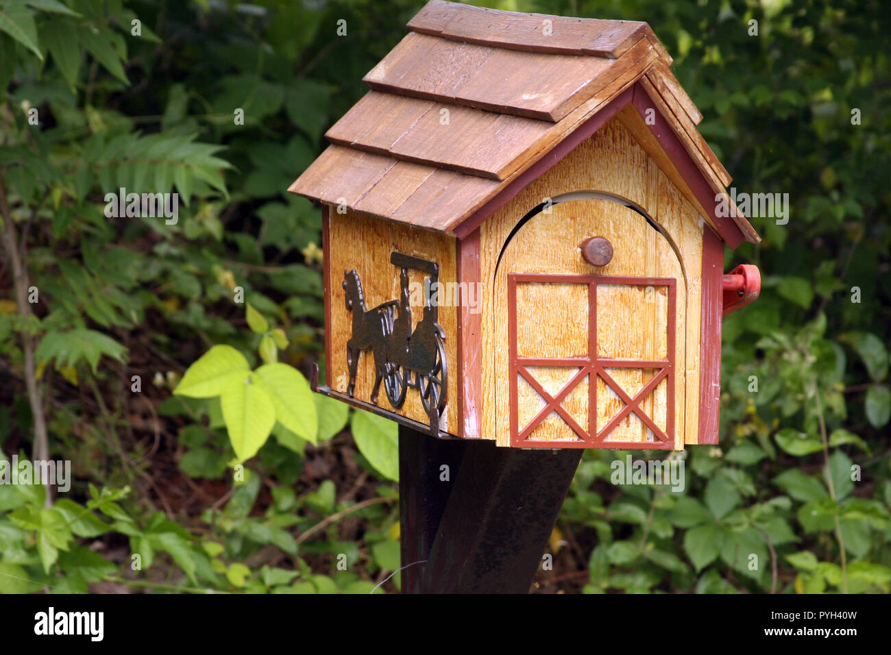 Original handmade wooden mailbox Stock Photo - Alamy