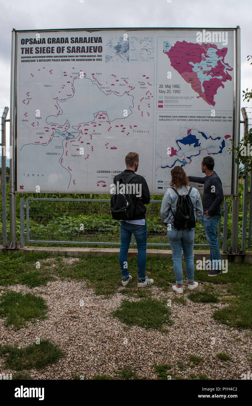 Watching the map of the Siege of Sarajevo in the courthouse of Kolar ...