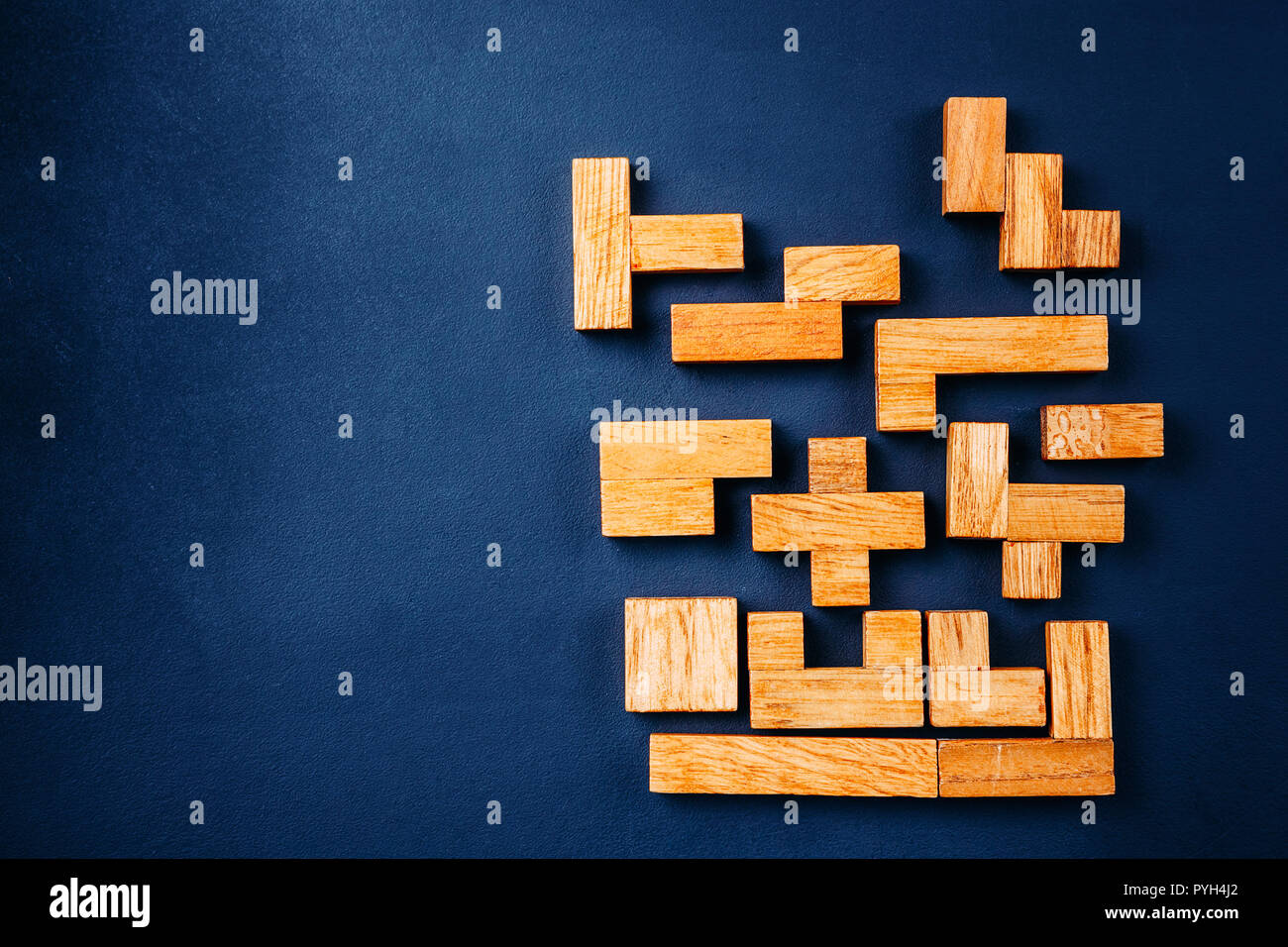 Different geometric shapes wooden blocks arrange in solid figure on ...