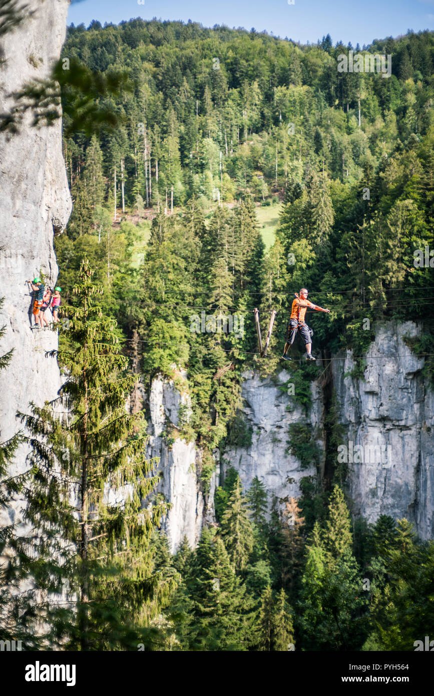 Via Ferrata Ladders of Death, Charquemont, France, Europe Stock Photo ...