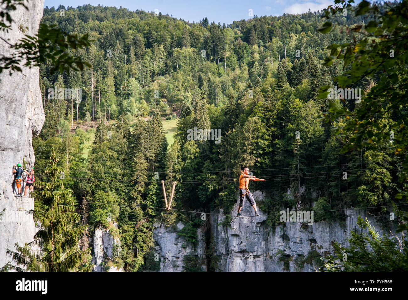 Via Ferrata Ladders of Death, Charquemont, France, Europe Stock Photo ...