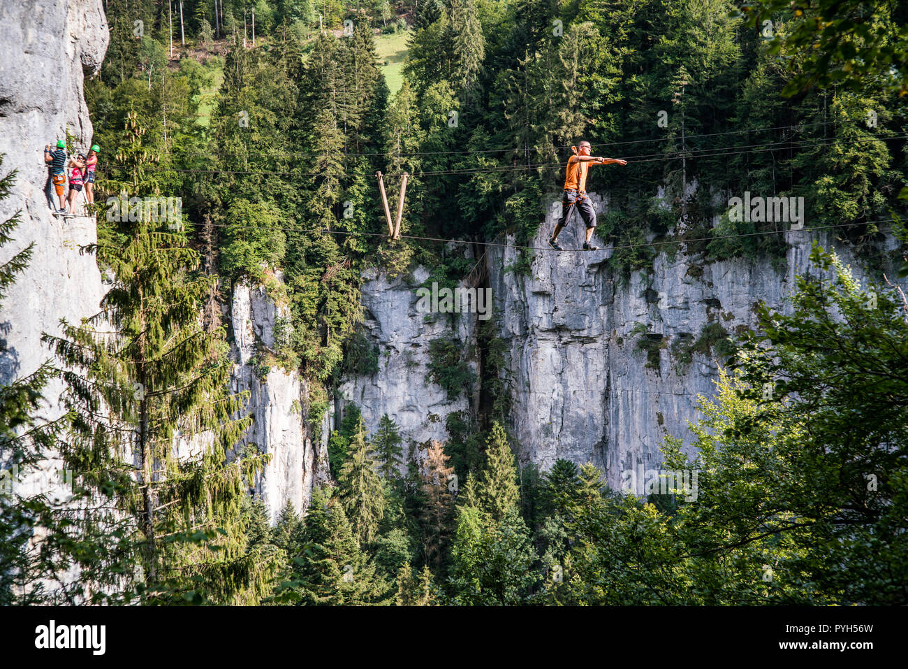 Via Ferrata Ladders of Death, Charquemont, France, Europe Stock Photo ...