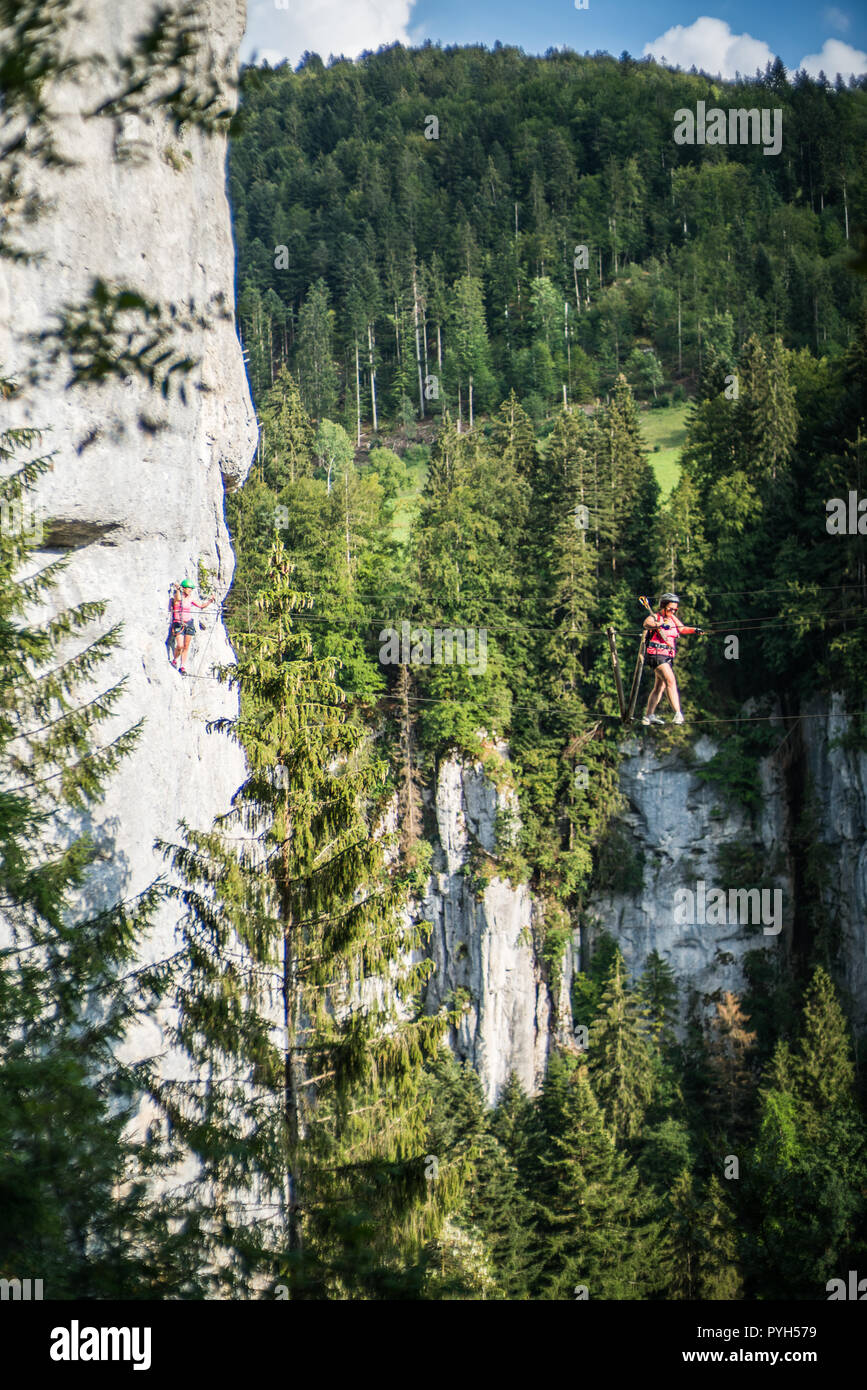 Via Ferrata Ladders of Death, Charquemont, France, Europe Stock Photo ...