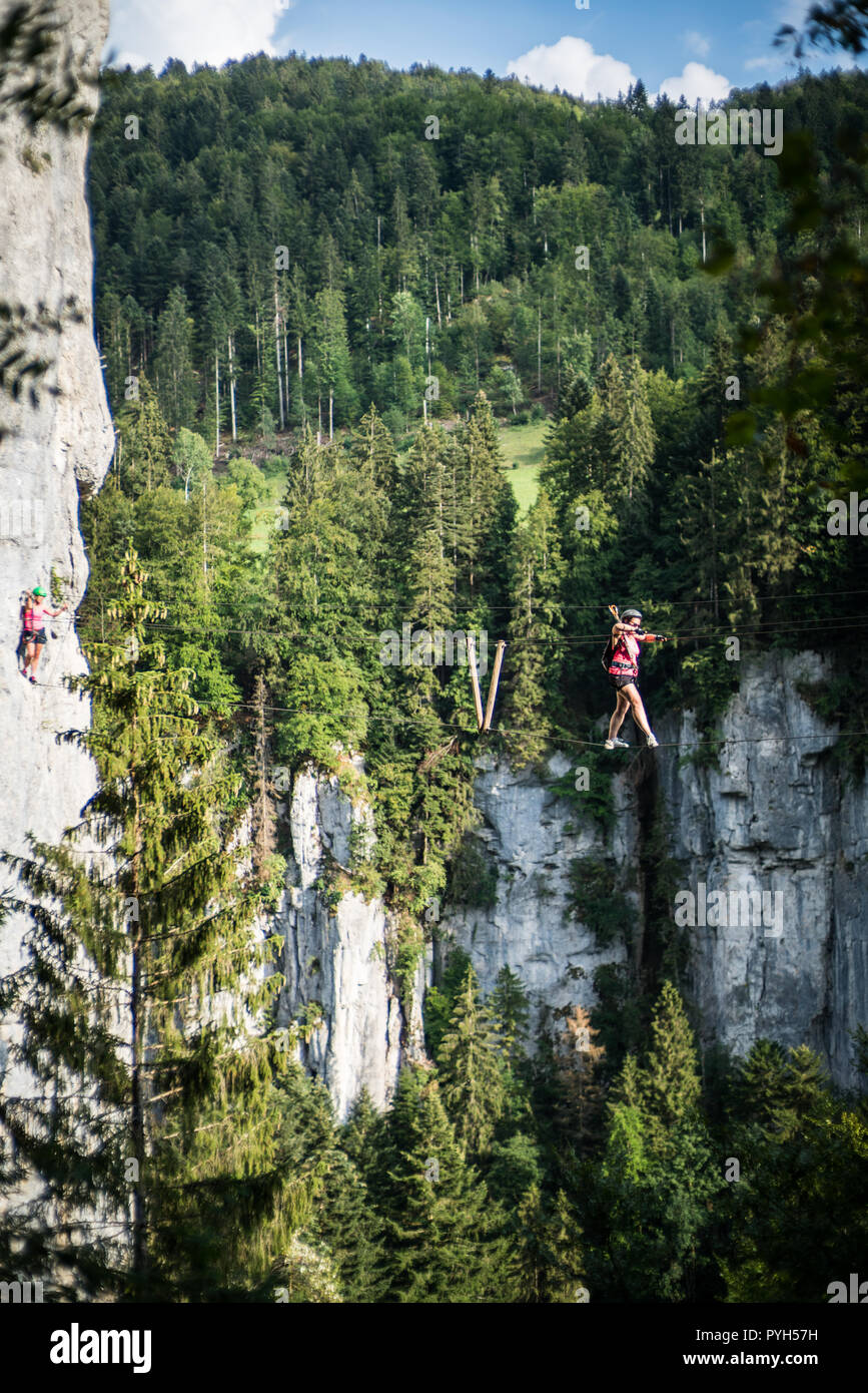 Via Ferrata Ladders of Death, Charquemont, France, Europe Stock Photo ...