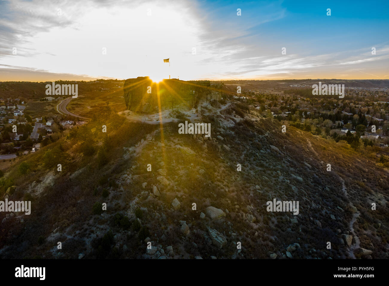 Beautiful fall sunrise over The Rock Park in Castle Rock, Colorado ...