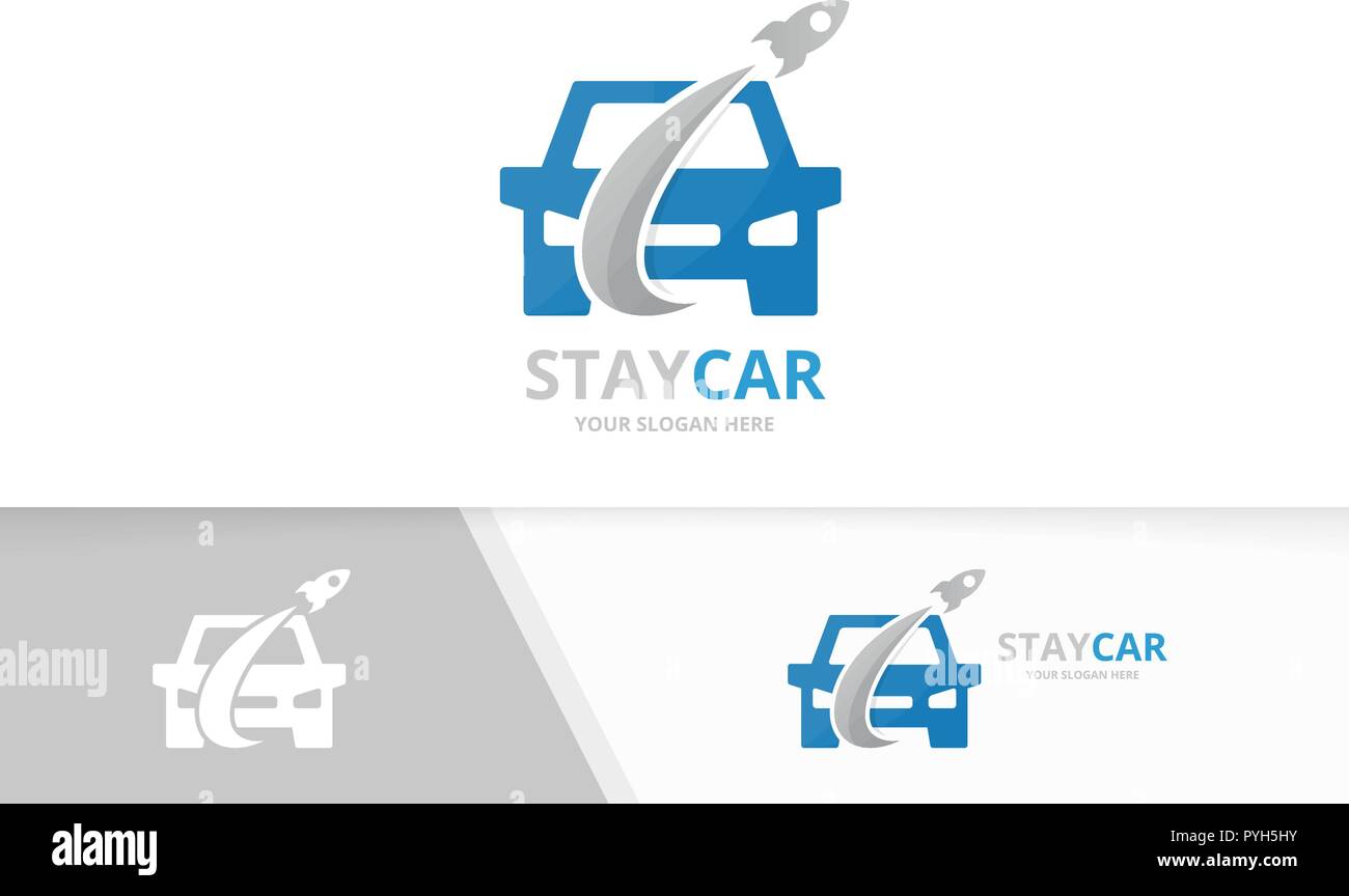 Vector car and rocket logo combination. Vehicle and airplane symbol or ...