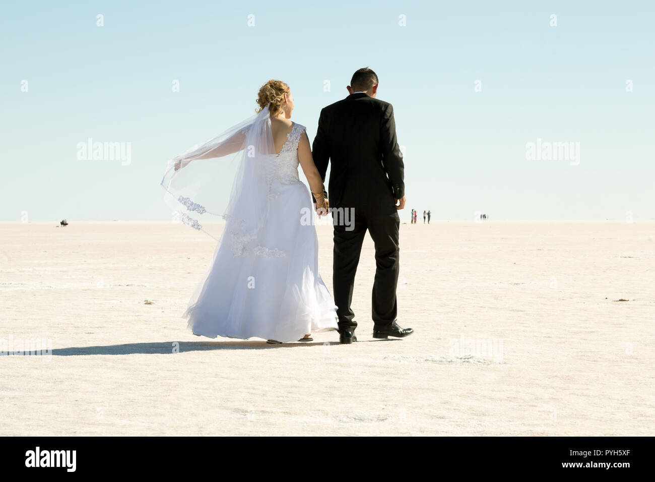 Turkey, Polish-Turkish wedding couple at the salt lake Tuz Goelue Stock ...