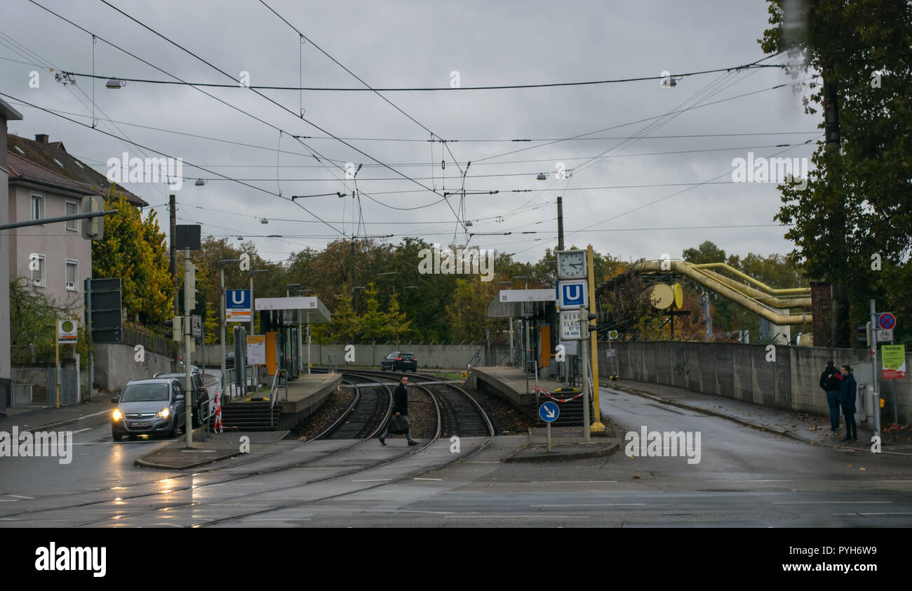 view of the rainy streets of the city of Stuttgart in October Stock ...
