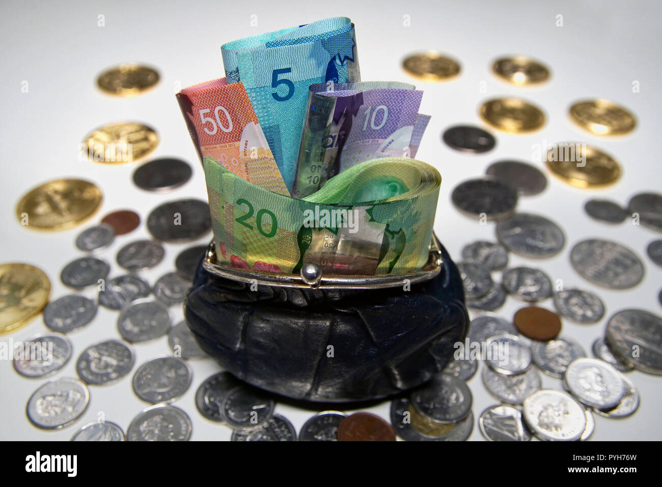 Montreal,Canada,28 October,2018.Stash of Canadian money in small wallet ...