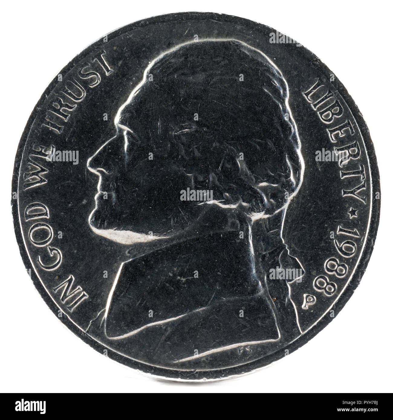 United States Coin. Five Cent 1988. Obverse Stock Photo - Alamy