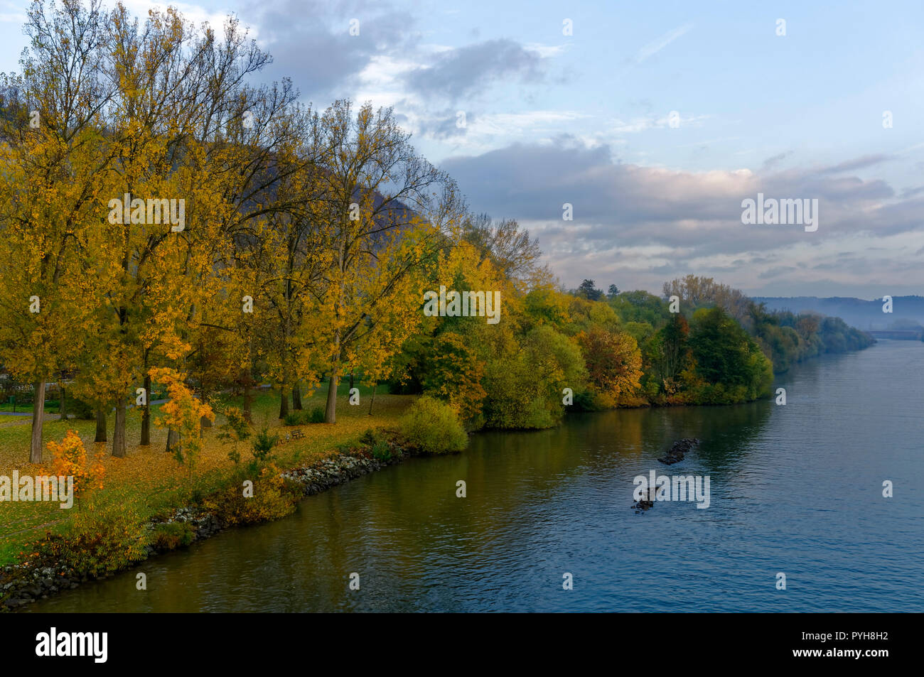 River Main near Karlstadt in Lower Franconia, Main-Spessart District ...