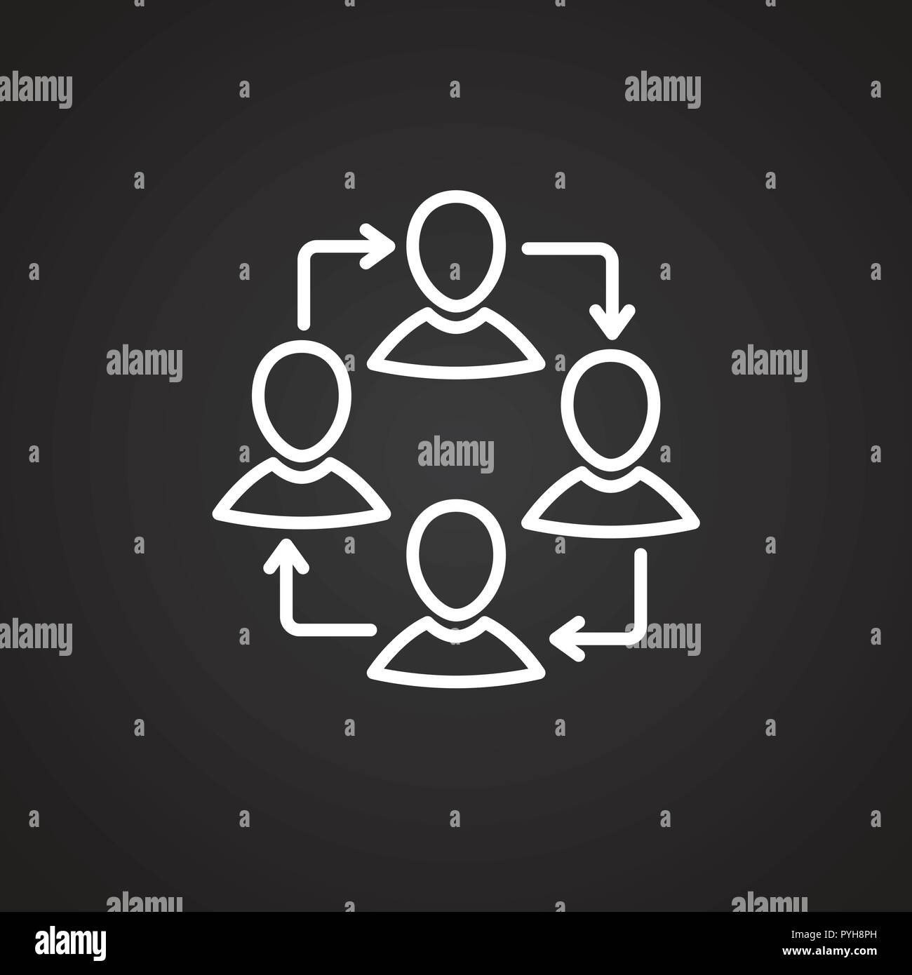 Teamwork thin line on black background Stock Vector Image & Art - Alamy
