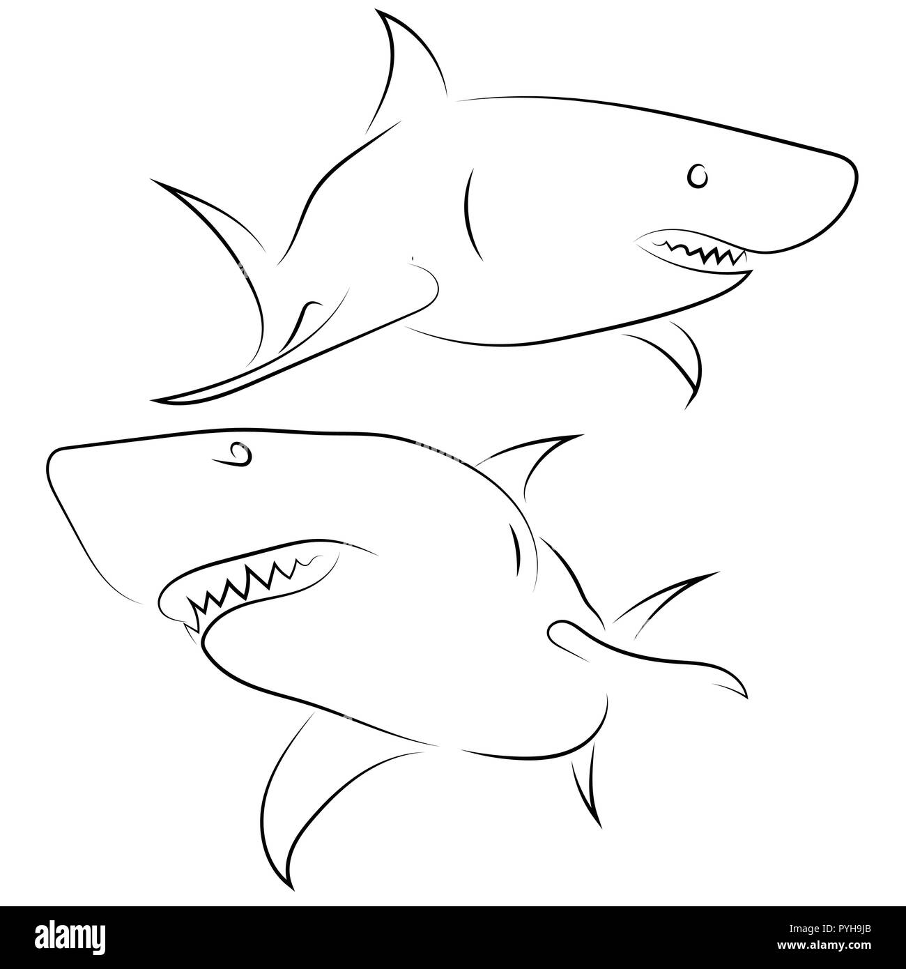 Shark black art draw hi-res stock photography and images - Alamy