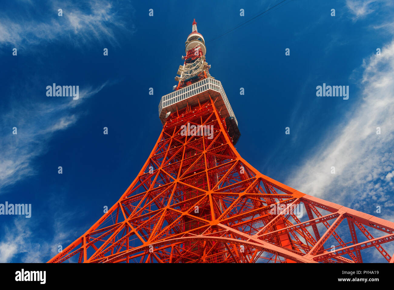 The famous Tokyo Tower seen from below, a city landmark Stock Photo - Alamy