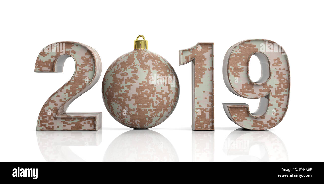 2019 New year and USA Army. Military pattern 2019 isolated on white ...