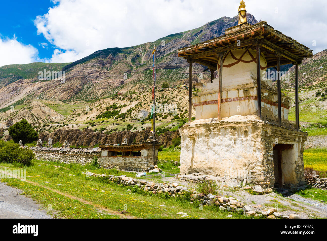 Manang village, Annapurna Conservation Area, Nepal - July 24, 2018 ...