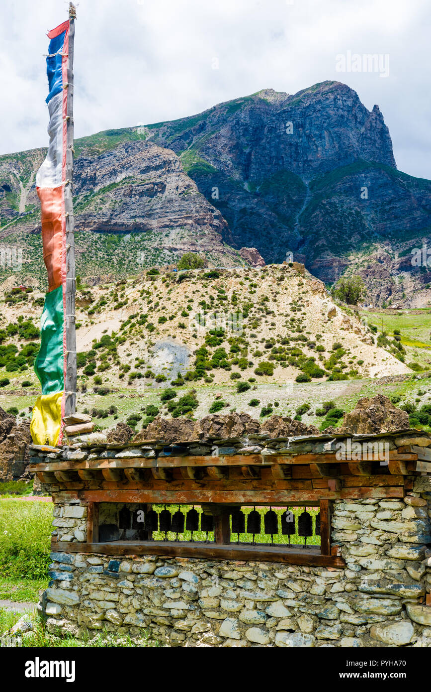 Manang village, Annapurna Conservation Area, Nepal - July 24, 2018 ...