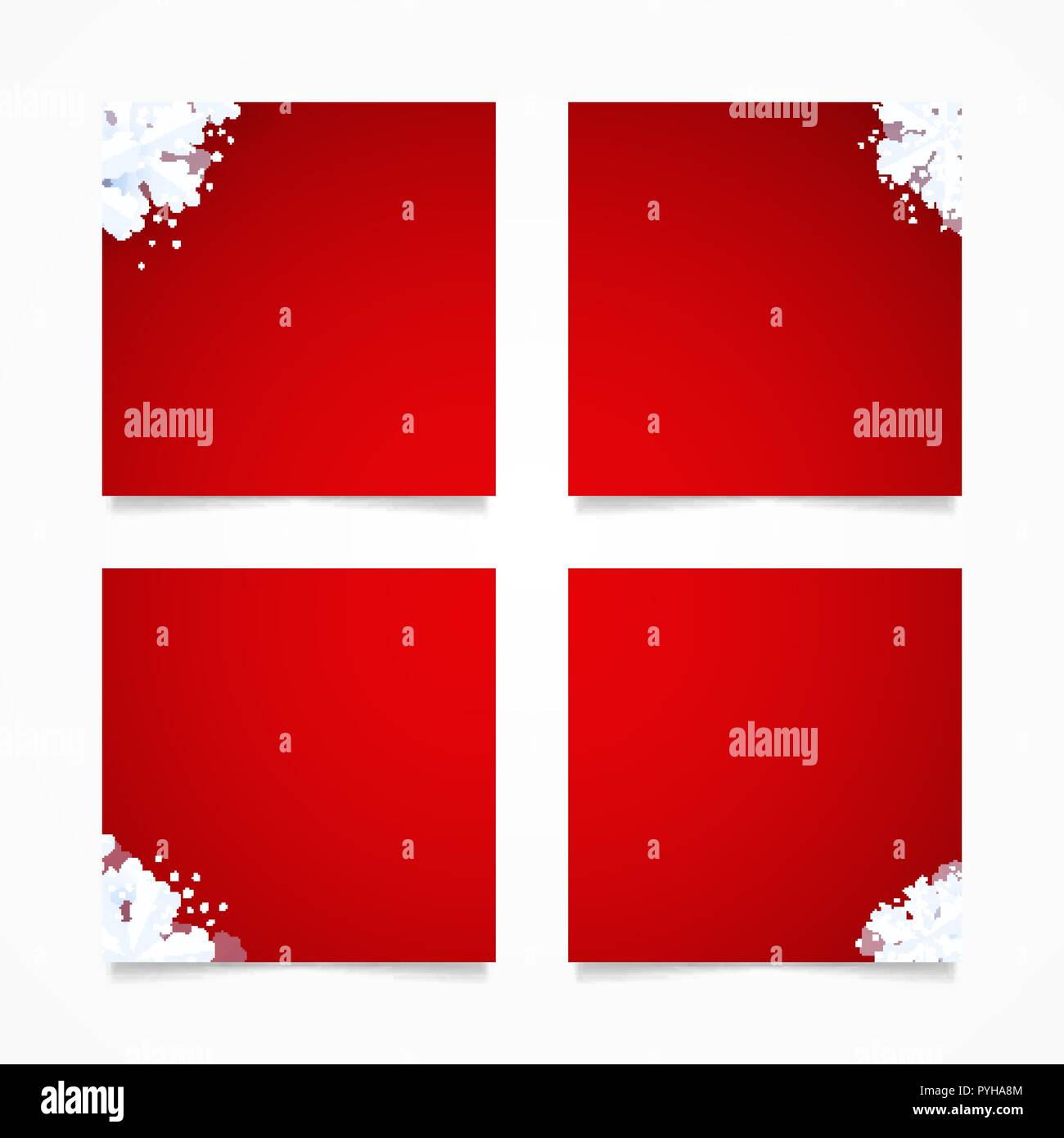Set of red background templates with snowflakes for banners, card, web ...