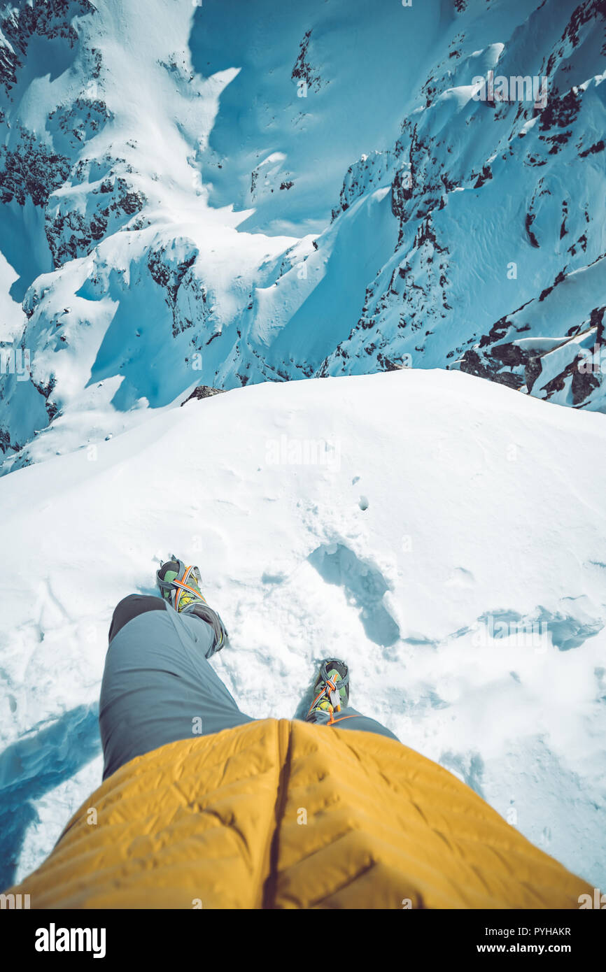 Male hiker standing ice hi-res stock photography and images - Alamy