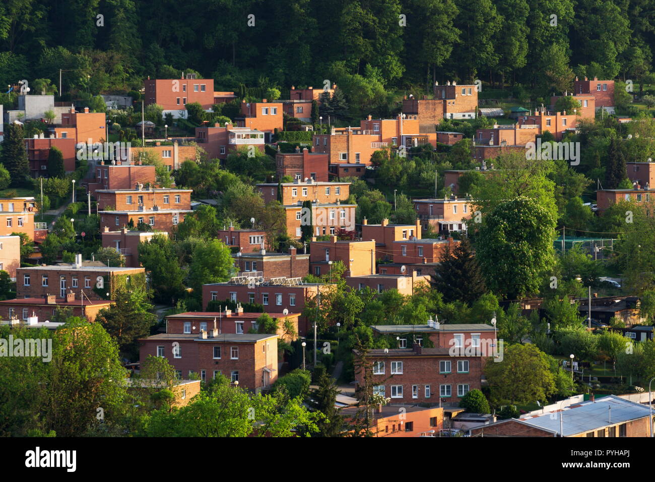 Typified red brick family Bata houses in Zlin, Moravia, Czech Republic ...