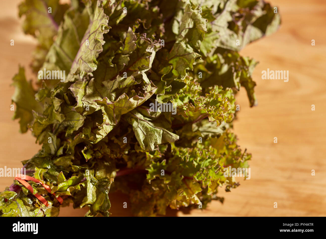 a bunch of raw, red leaf kale, a popular green vegetable Stock Photo ...