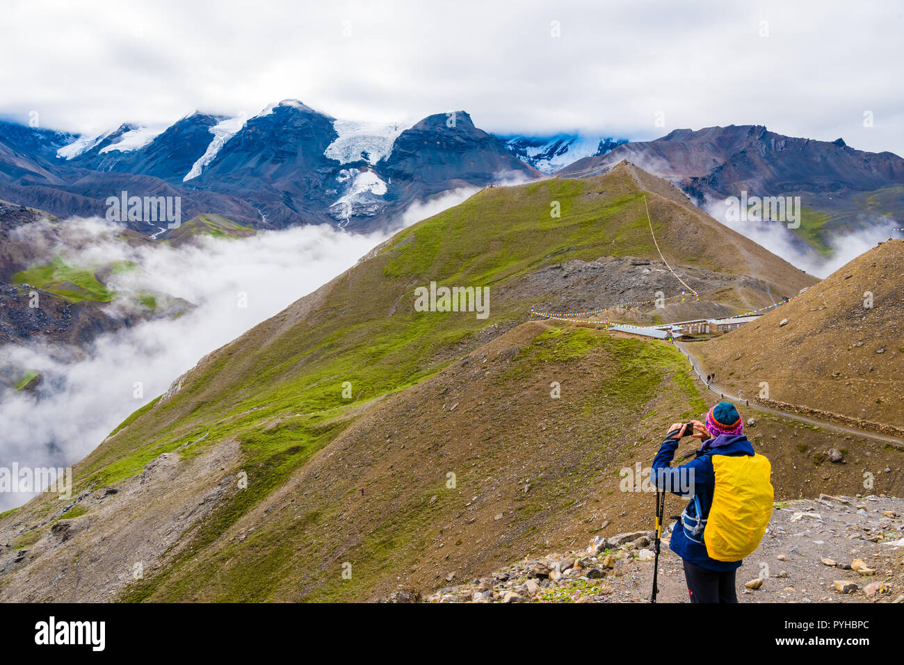 Annapurna Conservation Area, Nepal - July 28, 2018 : Tourist taking ...