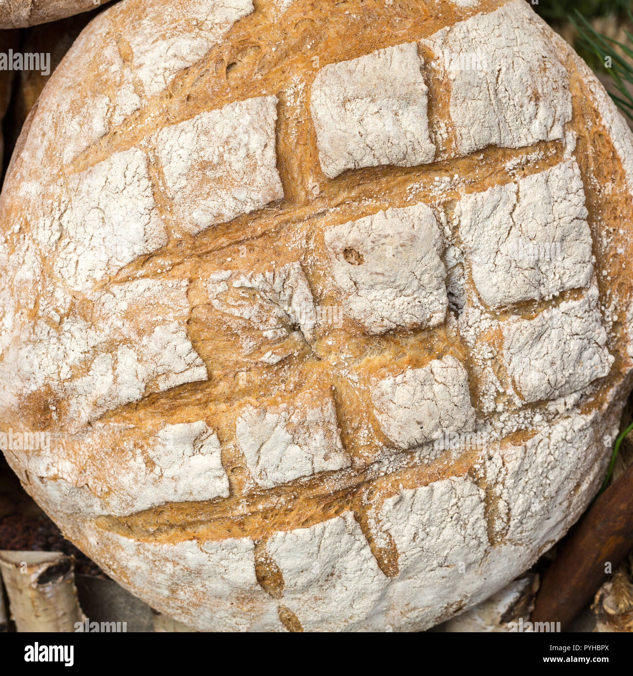 The loaf of rustic bread traditionally roasted Stock Photo - Alamy