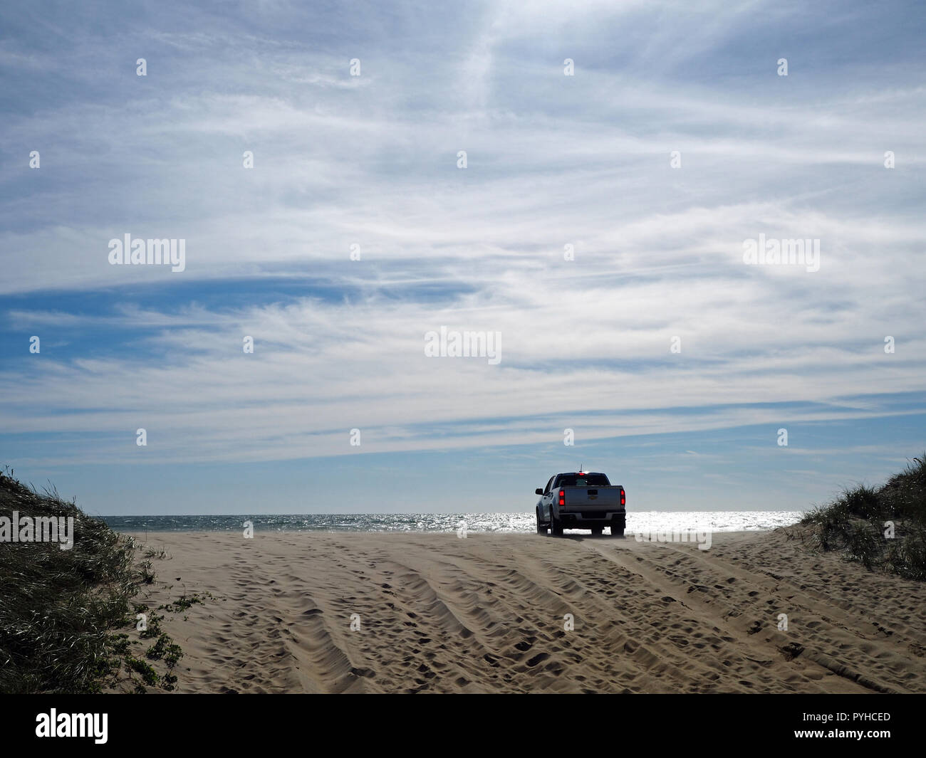 Truck on Katama Beach, Martha's Vineyard, USA Stock Photo - Alamy