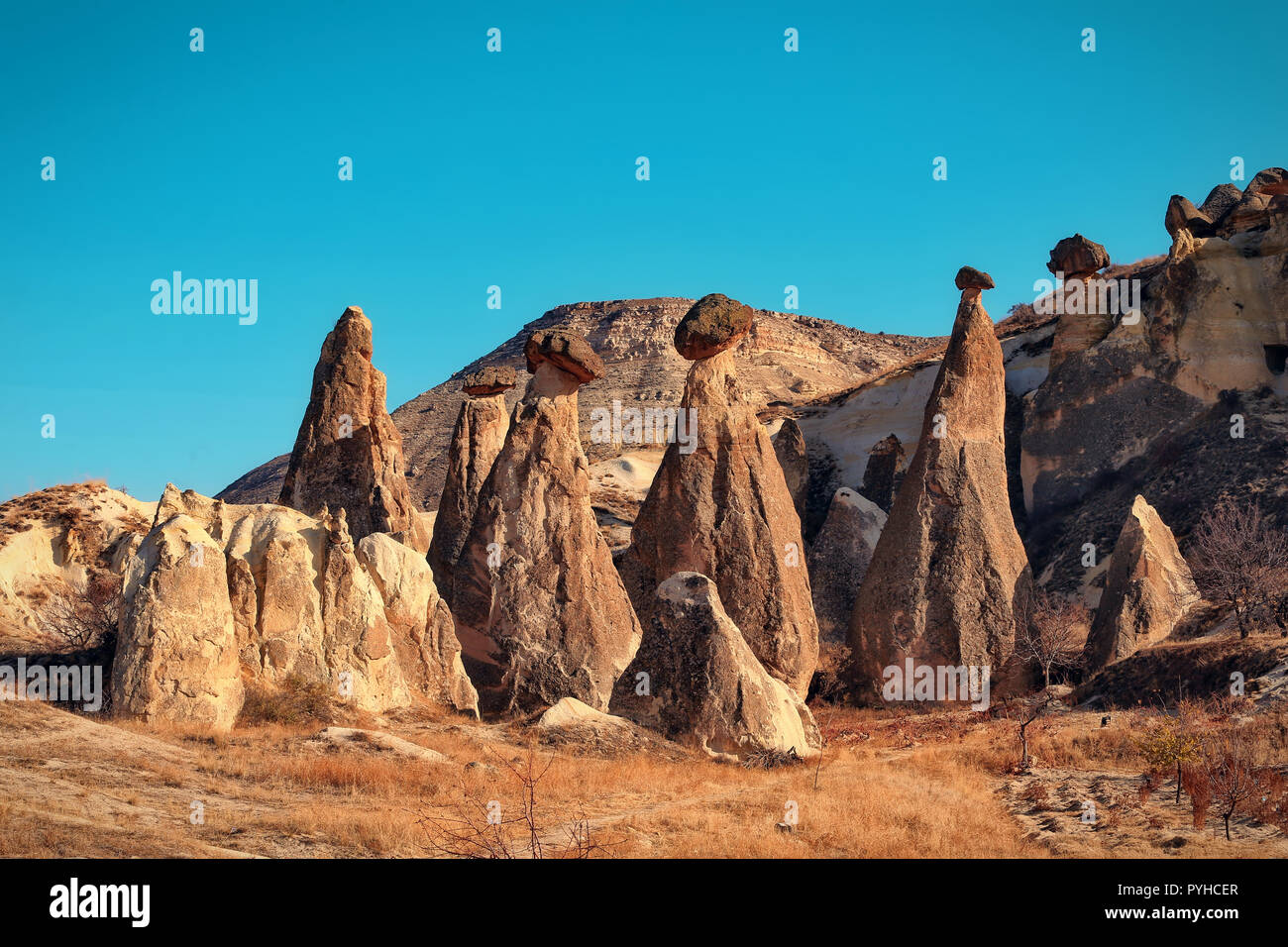 Cappadocia, Turkey. Fairy Chimney. Multihead stone mushrooms in the ...