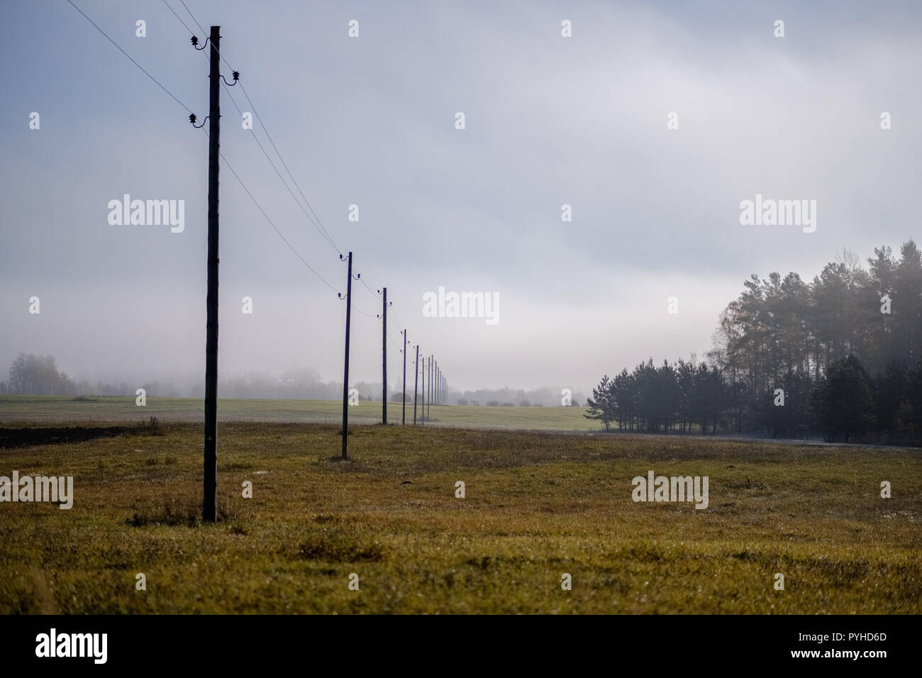 power line electricity poles in country with wires Stock Photo - Alamy