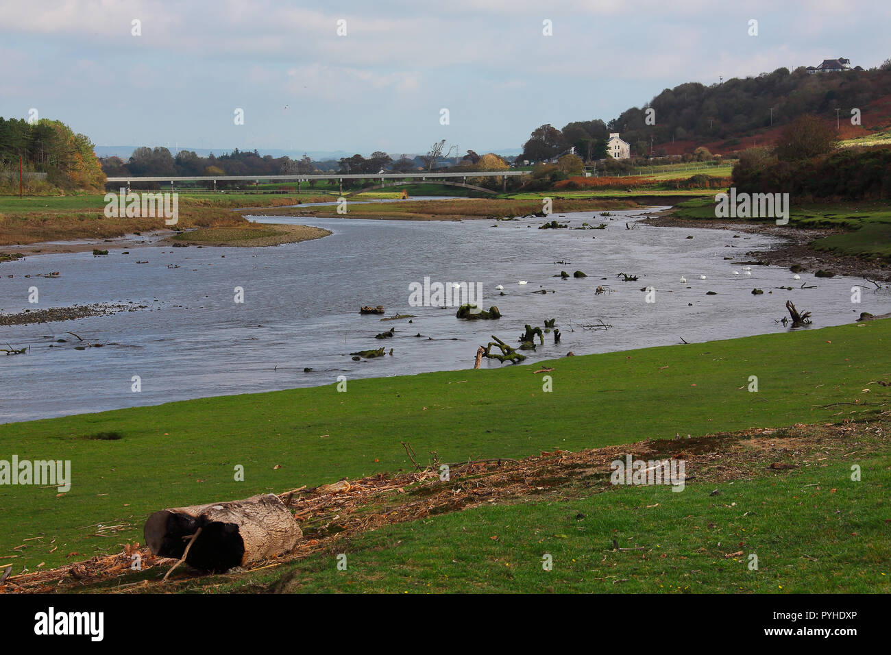 The river Ogmore from Bridgend right out to Ogmore village with the ...