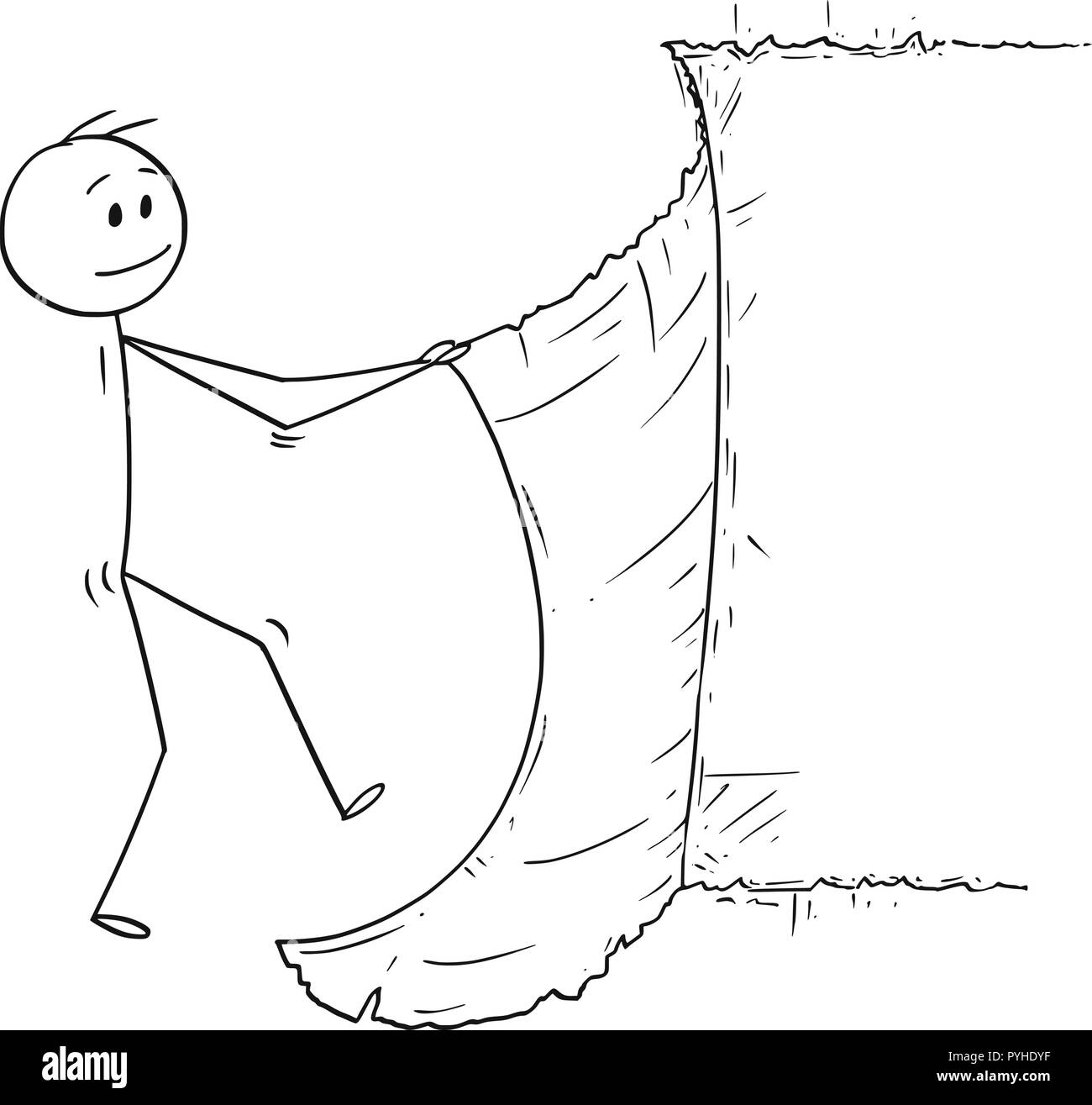 Cartoon of Man or Businessman Tearing Off Piece of the Background Stock ...