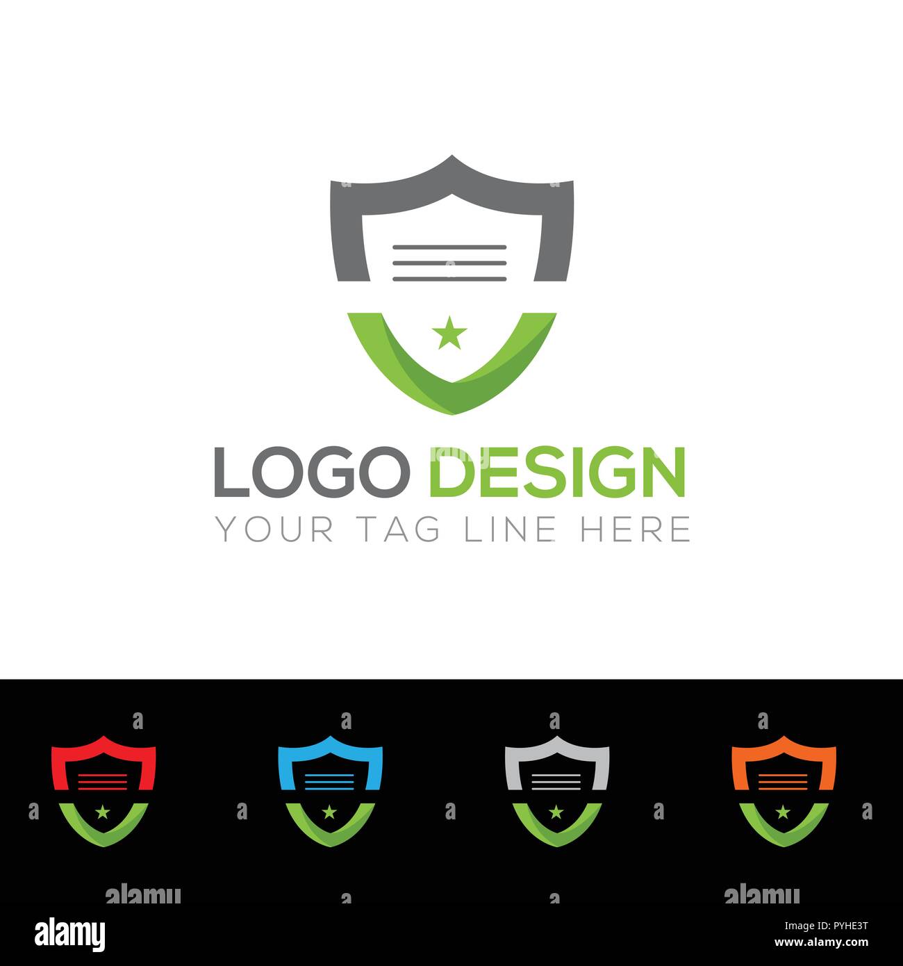 Green and Dark Gray Color Shield Logo Template Stock Vector Image & Art ...