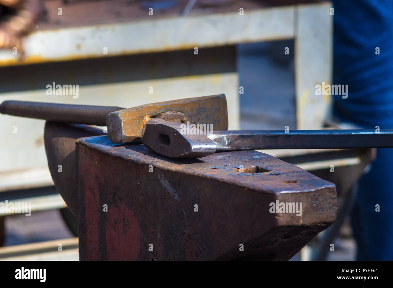blacksmith tools and fixtures for hand forged metal, close-up Stock ...
