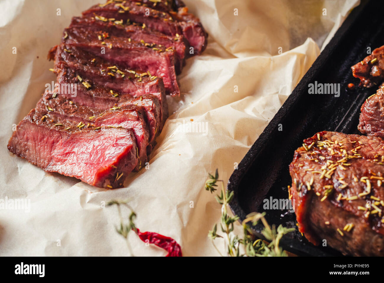 Sliced grilled meat beef hi-res stock photography and images - Alamy