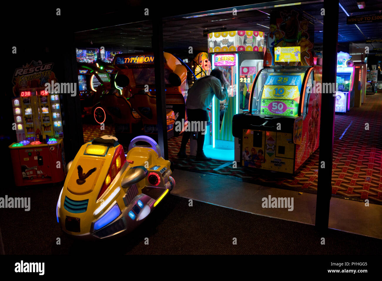 Arcade games by the pier on the seaside in Aberystwyth,Ceredigion,Wales ...
