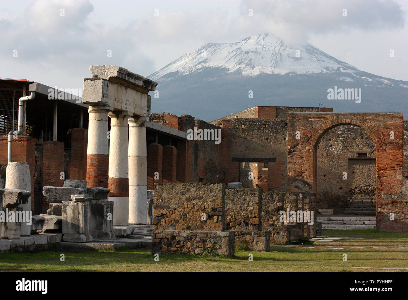 The ancient Roman town-city Pompeii destroyed and buried under volcanic ...
