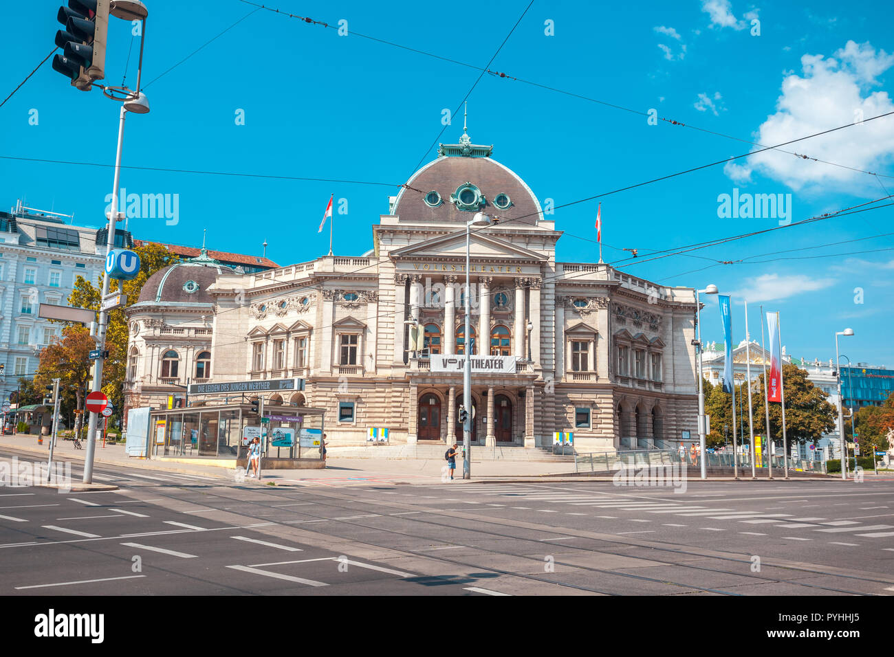 Vienna, Austria - 19.08.2018: View of "People's Theatre" (Volkstheater ...