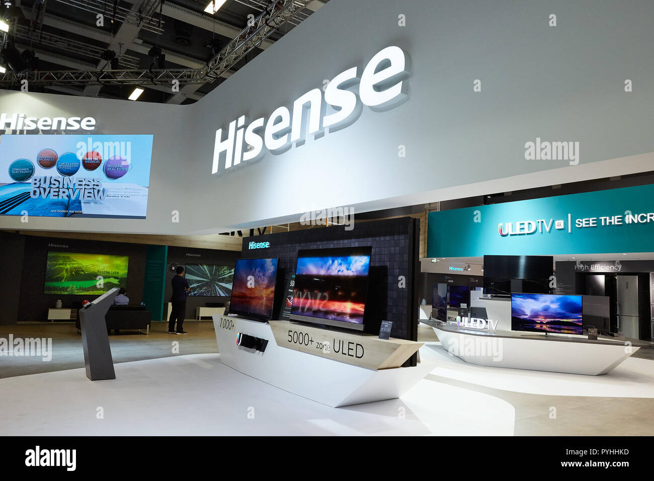 Berlin, Germany - Stand of the Chinese company Hisense at the IFA 2018 ...