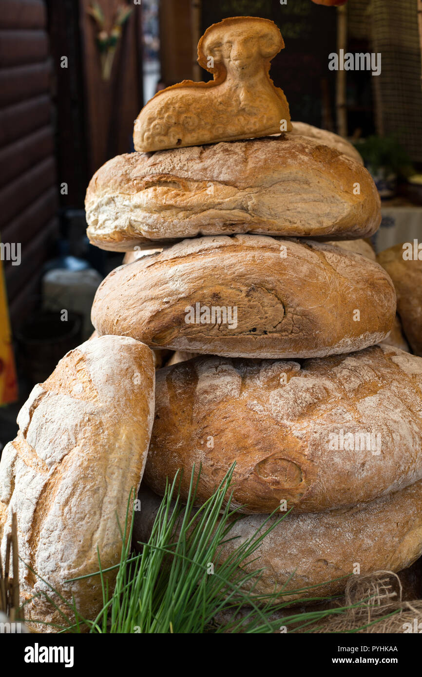The loaf of rustic bread traditionally roasted Stock Photo - Alamy