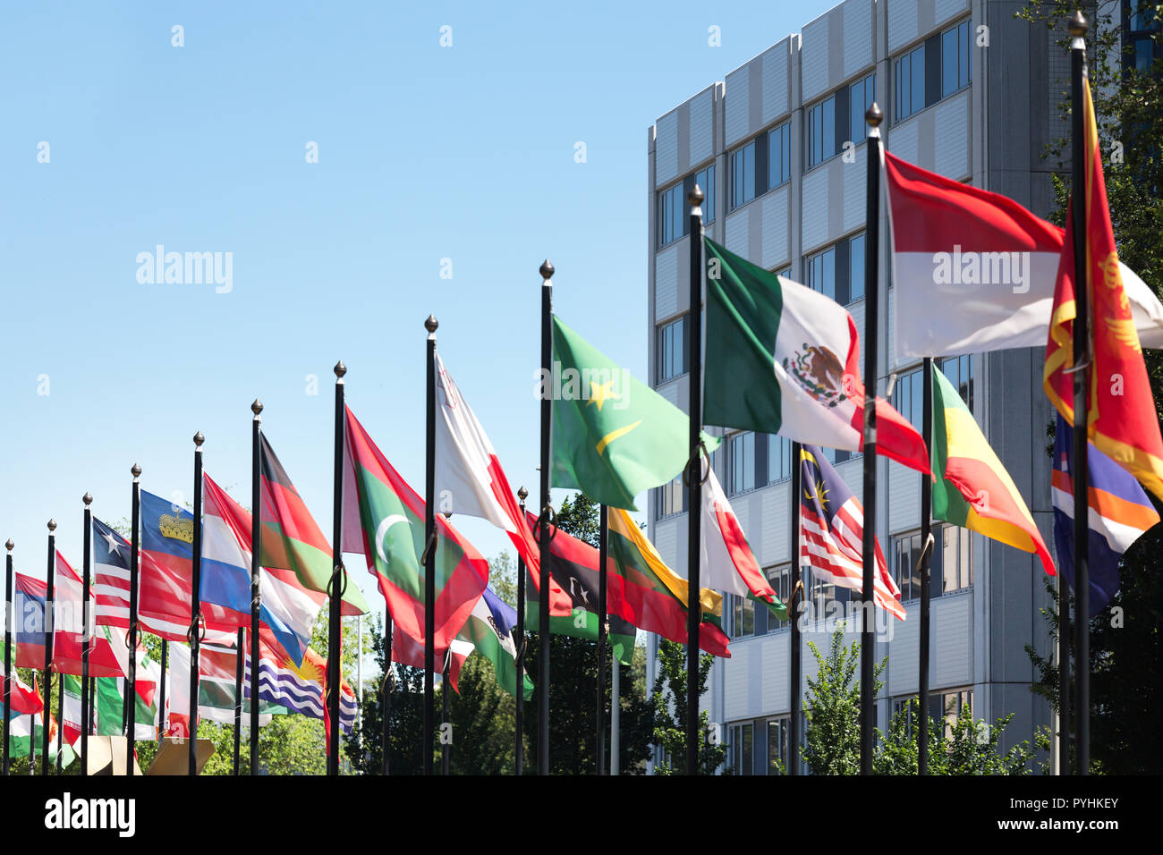 many colorful country flags background Stock Photo - Alamy
