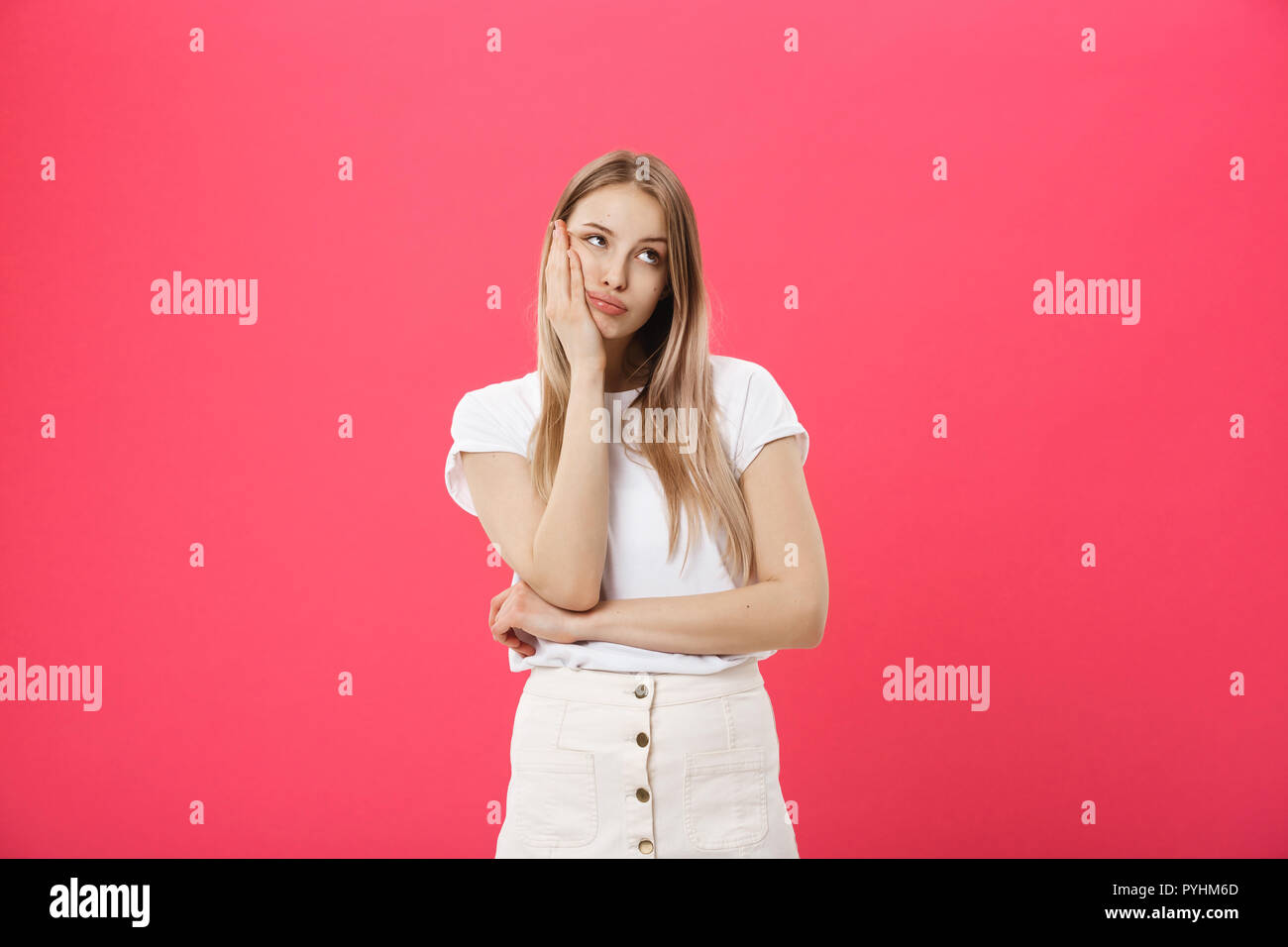 Bored woman. Boring, dull, tedious concept. Young pretty caucasian ...