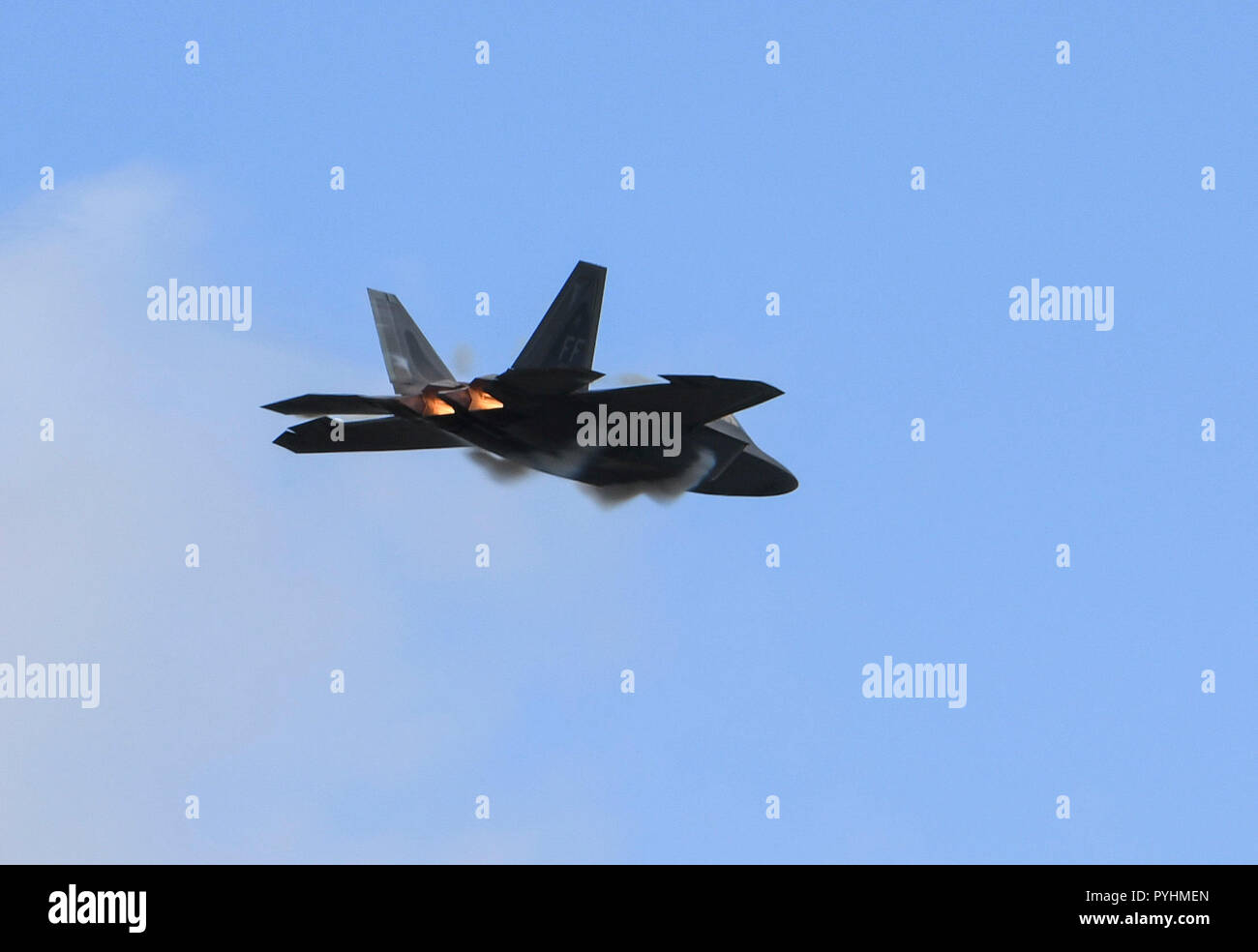 An F-22 Raptor from the Air Combat Command Raptor Demonstration Team ...