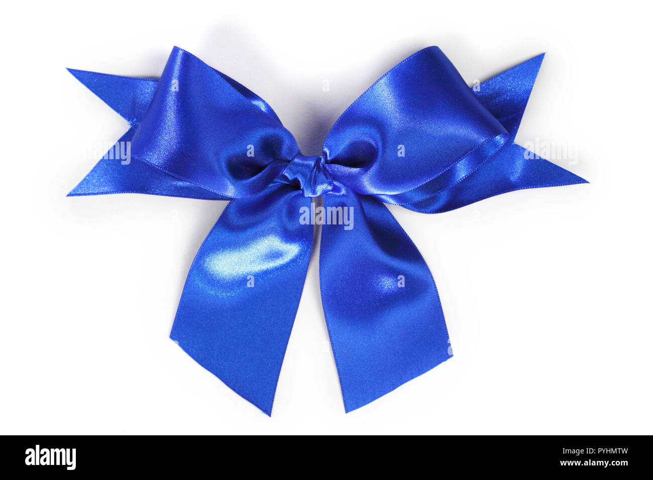 Decorative blue satin bow isolated on white background Stock Photo - Alamy