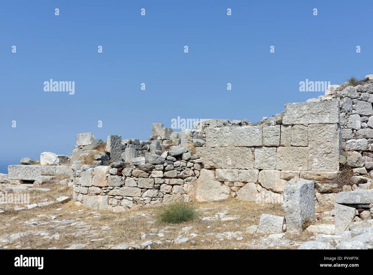 Ruins at the Sanctuary of Temple of Apollo Pythios. Ancient Thera ...
