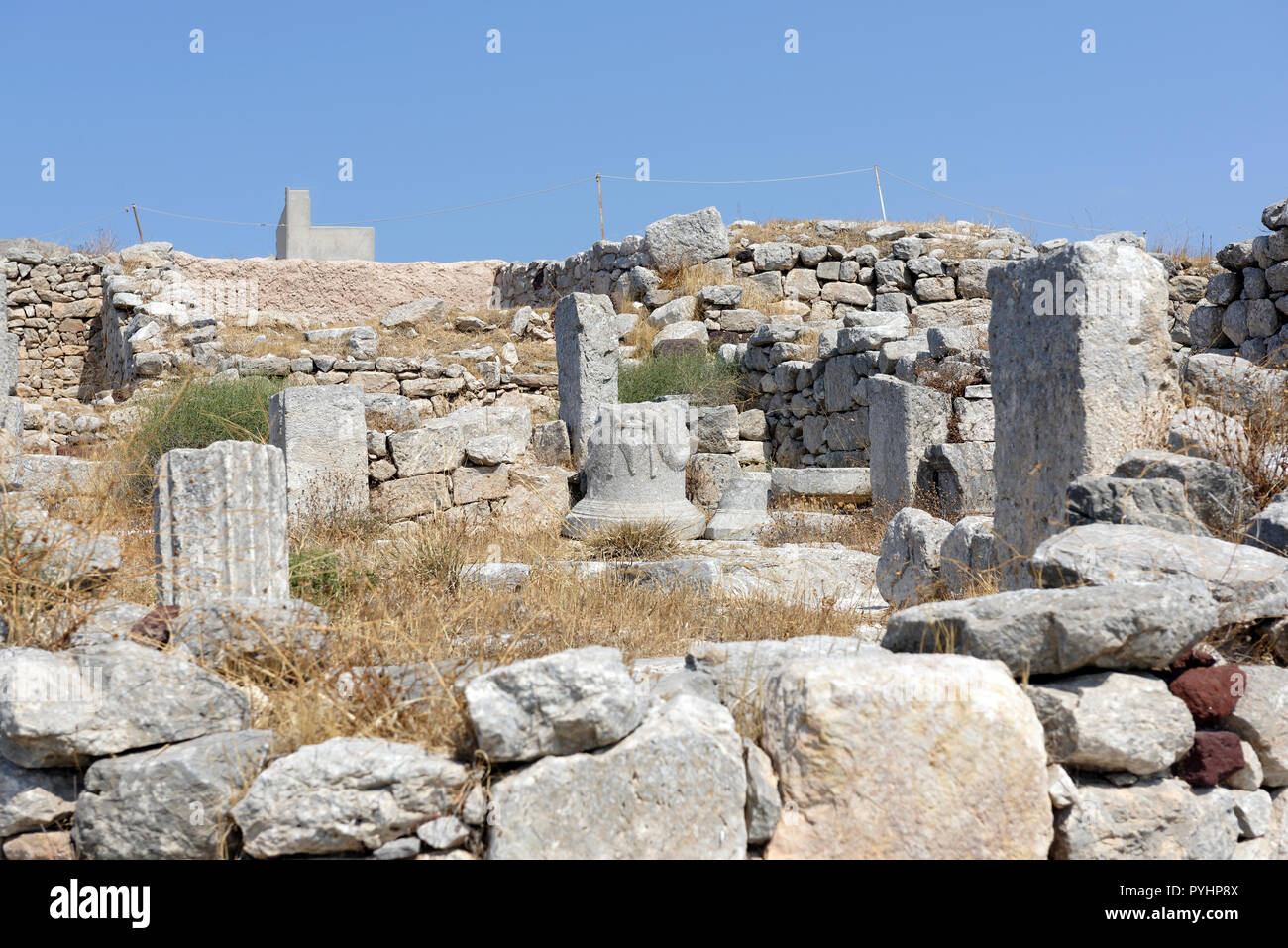 Ruins at the Sanctuary of Temple of Apollo Pythios. Ancient Thera ...
